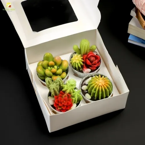 HỘP QUÀ RAU CÂU SEN ĐÁ 3 | Trái cây Vuông Tròn